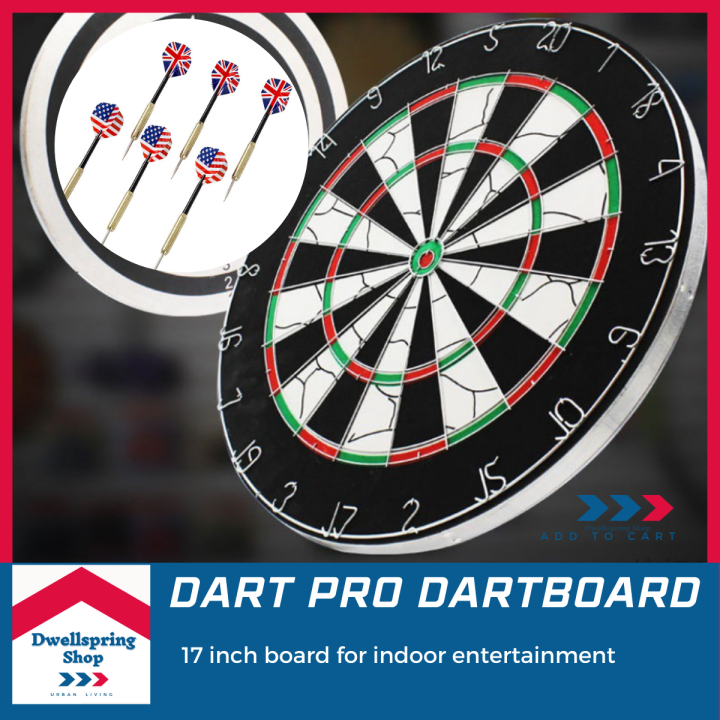PROFESSIONAL DARTBOARD SET Double Sided Dartboard 6 Pcs Darts 18 Inch ...