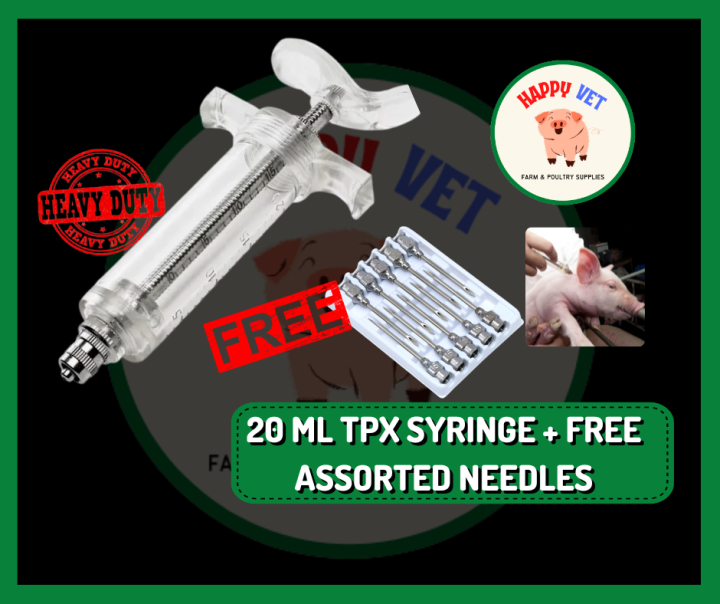 20ml Fiberglass Veterinary Syringe + Free 12pcs assorted needles ...