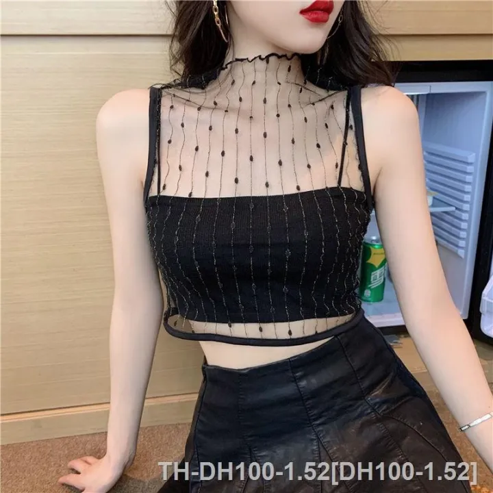 DH100-1.52 ใหม่เสื้อท็อปแขนกุดตาข่ายลูกไม้สวยงามฤดูร้อนสําหรับผู้หญิง | Lazada.co.th