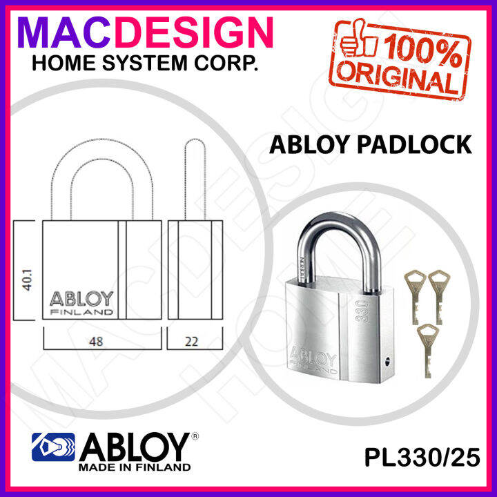 Abloy padlock 330/25 Original Made in Finland MACDESIGN HOME (OFFICIAL ...