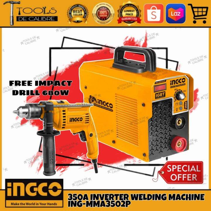 INGCO 350A Inverter Welding Machine ING-MMA3502P w/ FREE Impact Drill ...