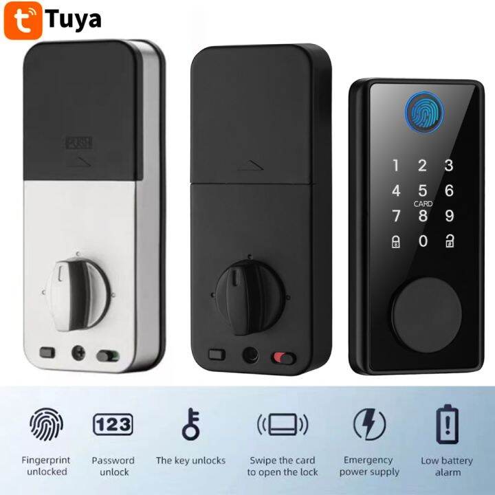 Smart Deadbolt Locks Digital Tuya WiFi App Fingerprint Keyless Entry Keypad Electronic Locks for ...