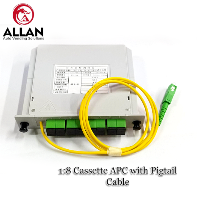 Allan 1 : 8 Cassette APC Fiber Optic Box Type with Cable Pigtail UPC ...
