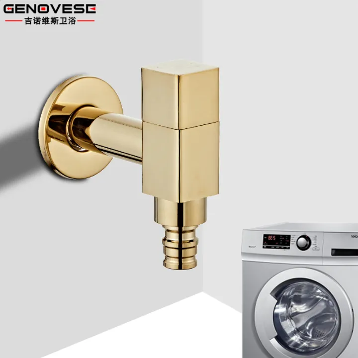 Golden copper washing machine faucet balcony mop pool into the wall ...