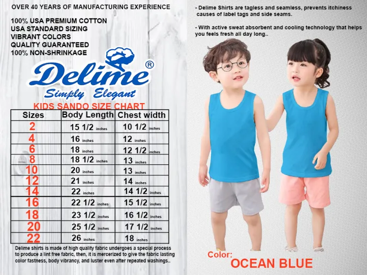 DELIME Kids Sando Plain (Ocean Blue) | Lazada PH