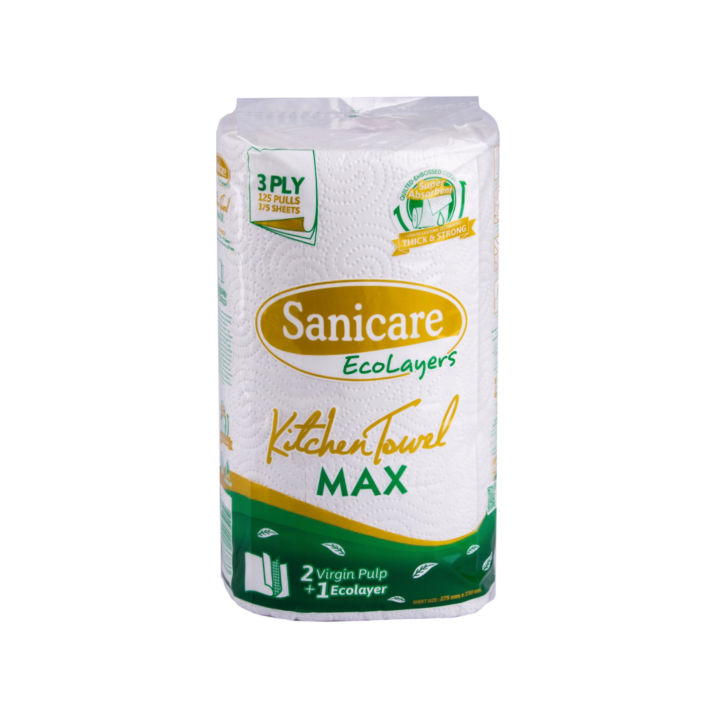Sanicare Ecolayers Kitchen Towel Max 3 ply - 125 pulls x 1 Roll | Lazada PH
