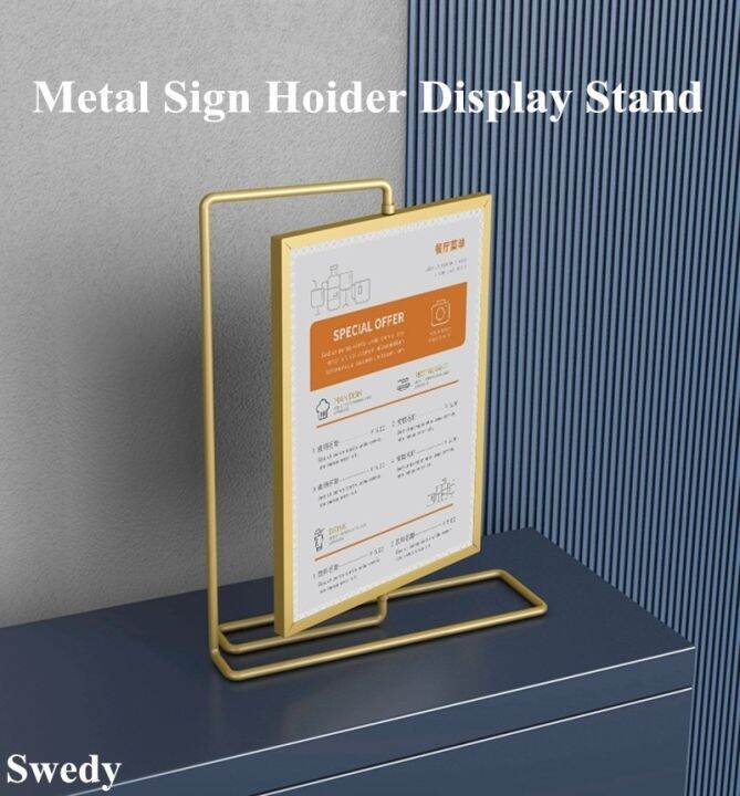 Double Sided Rotating T Shape Table Top Sign Holder Display Stand ...
