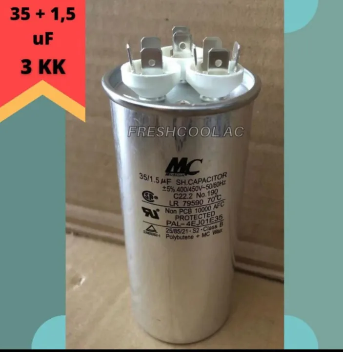 KAPASITOR AC / CAPACITOR AC LG 3 KAKI 35/1,5 uF (MERK MC) 35/1,5 MIKRO | Lazada Indonesia