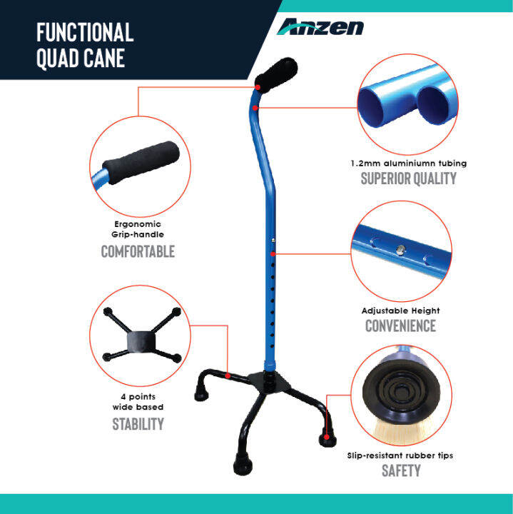 ANZEN Quad Cane Wide Based | Lazada