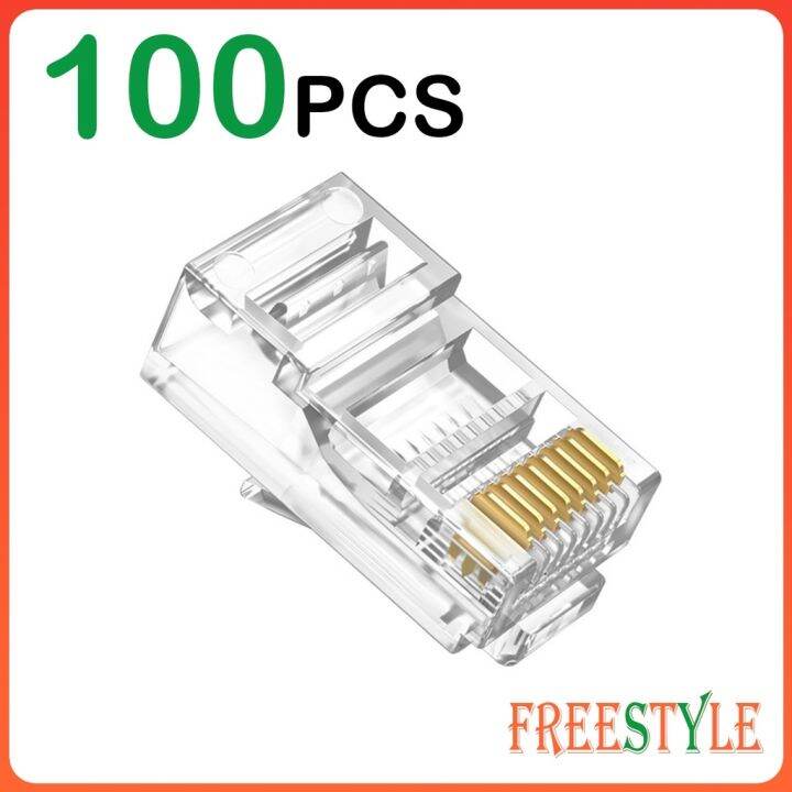 100pcs Cat5 Cat5E Cat6 RJ45 connector 8P8C modular Ethernet cable header plug | Lazada PH