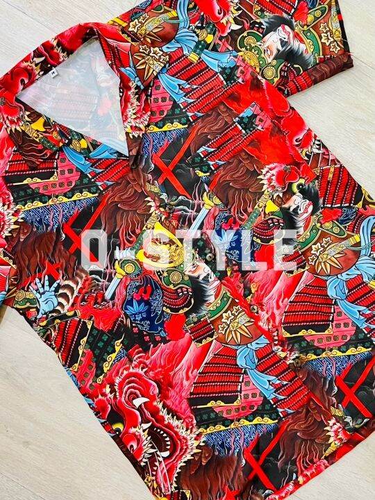 เสื้อฮาวาย ผ้าไหมอิตาลี H319 มังกร | Lazada.co.th
