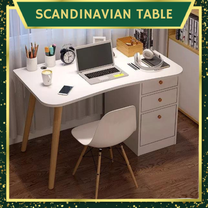 SETTLEWELL Scandi Table With Drawer Study Table with Drawer Computer Table Office table Writing ...