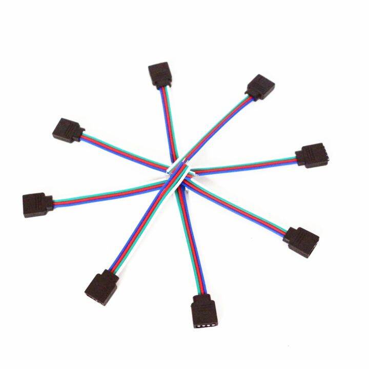10Pcs/Lot 10cm 4 Pin RGB LED Ribbon Female Connector Wire for 5050 3528 ...