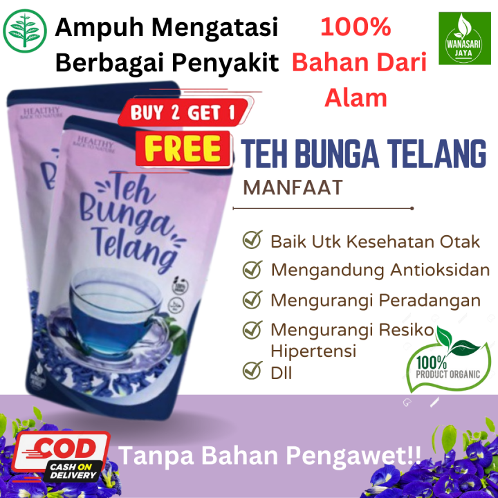 TEH HERBAL BUNGA TELANG ALAMI 100% MURNI DAUN TELANG KERING DAUN TELANG ...