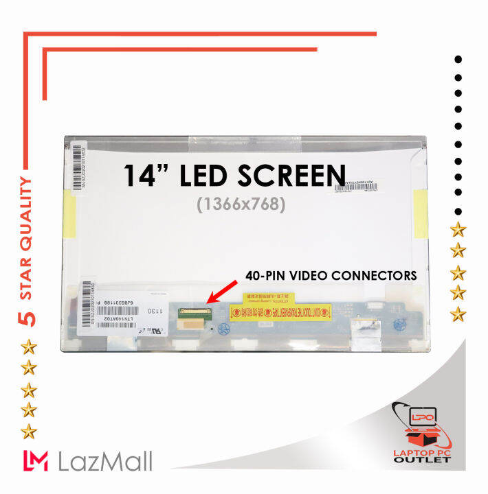 LPO Laptop LCD Screen 14 inch 40 pins Frame Type 1366*768 HD LCD Screen Standard | Lazada PH