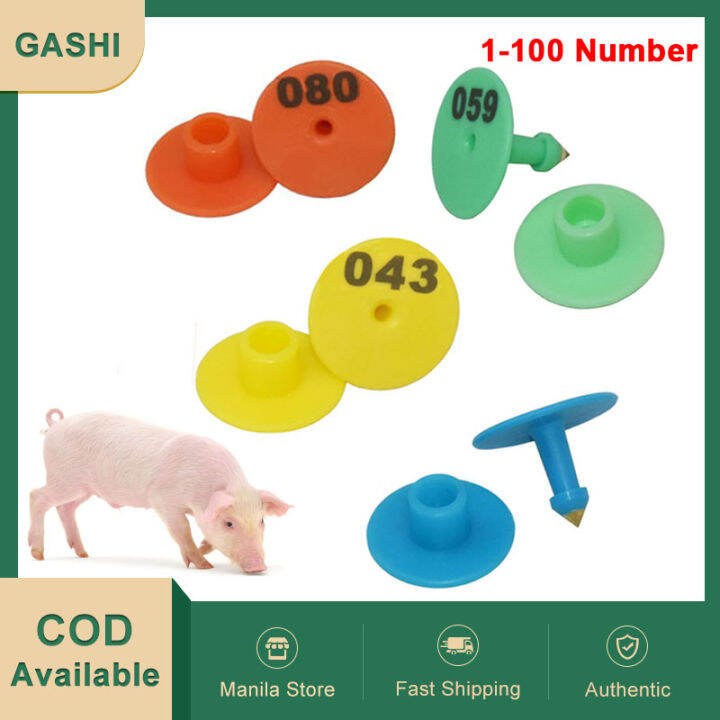100Pair Pig Round Ear Tag 001-100 Numbers Livestock Ear Tag ...