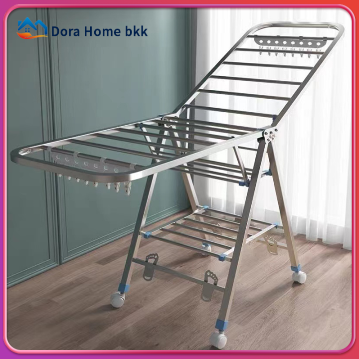 foldable stainless steel clothes rack ราวตากผ้าแบบพับได้ ราวตากเสื้อผ้า ...
