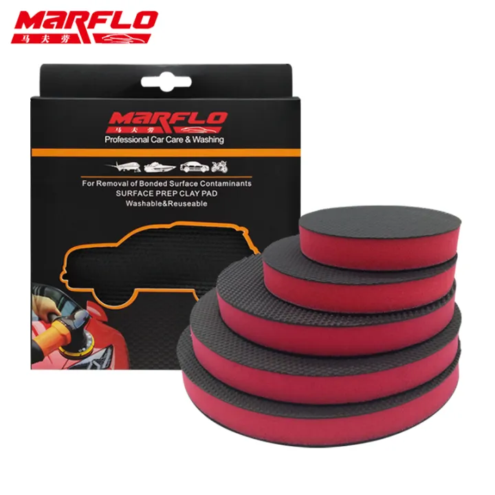 MARFLO ล้างรถเมจิกดินบาร์แผ่นนวมฟองน้ำแผ่นขัดก่อนที่จะดูแลรถยนต์ขี้ผึ้ง ...