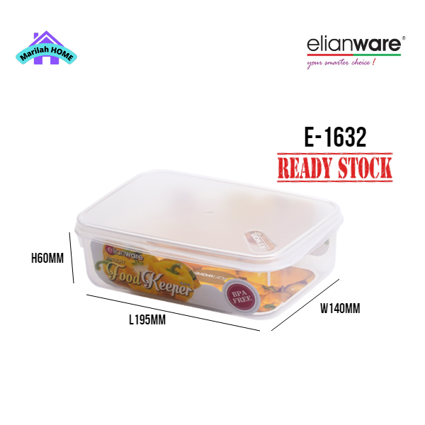 Elianware Air Tight Rectangular Transparent Food Container (1000ml ...