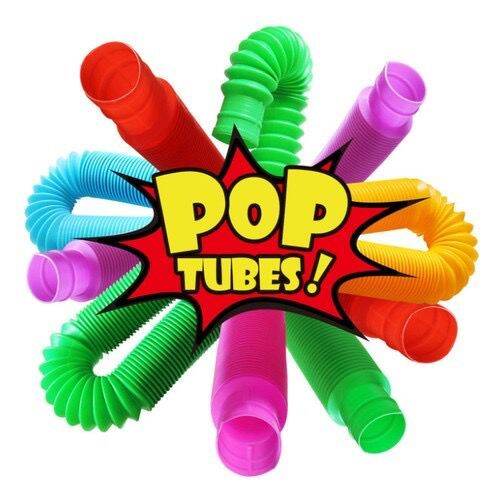 mainan viral pop pipes pipa neon nyala 12pc tubes sensory fidget toy ...