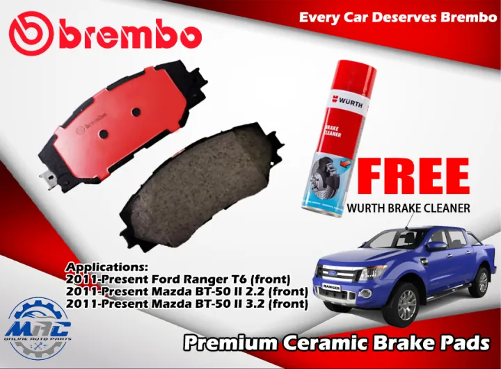 Ford Ranger T6 2011-Present Brembo Ceramic P24153N Front Brake Pads ...