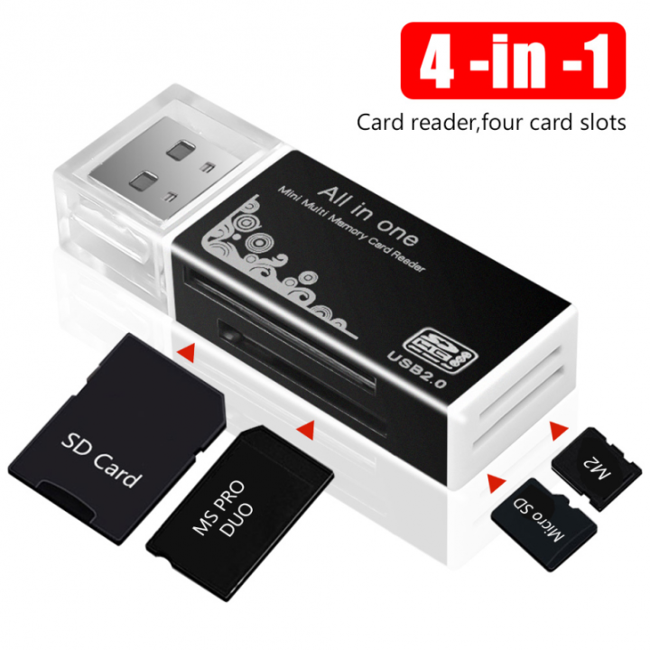 4 Trong 1 Micro SD Đầu đọc thẻ SDHC MMC USB SD Bộ Nhớ T-Flash M2 MS Duo USB 2.0 4 Khe Cắm đầu ...