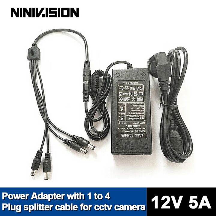 [HOT PIN XIAN] NINIVISION 12V 5A 4 Port CCTV Camera AC Adapter Power ...