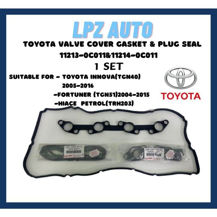 Original Toyota Valve Cover Gasket & Plug Seal for Toyota Innova 2.0 ...