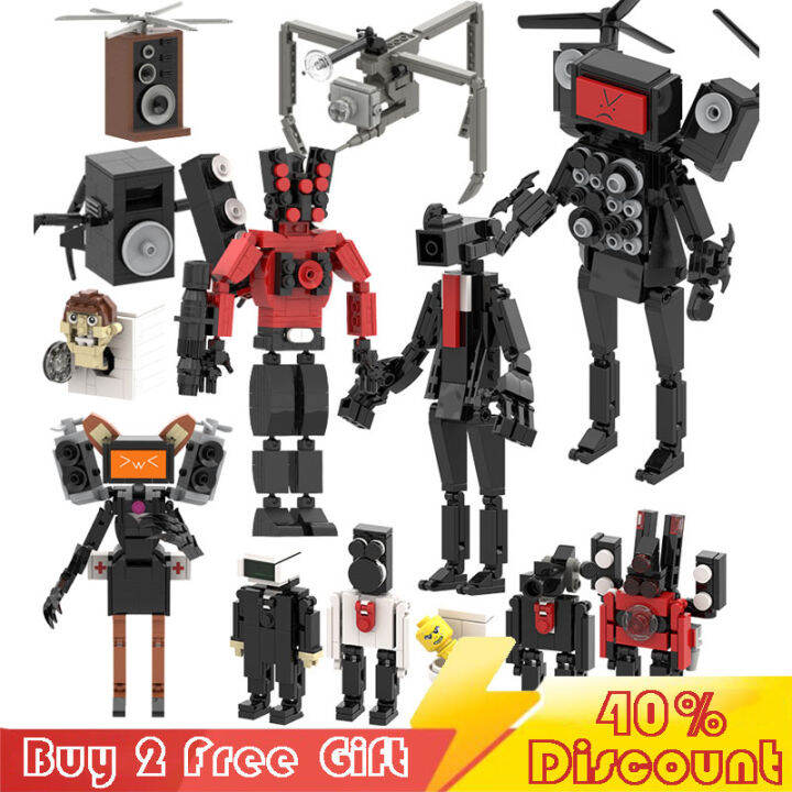 Skibidi Toilet MOC Building Blocks Titan Robot Model Loudspeaker Box ...