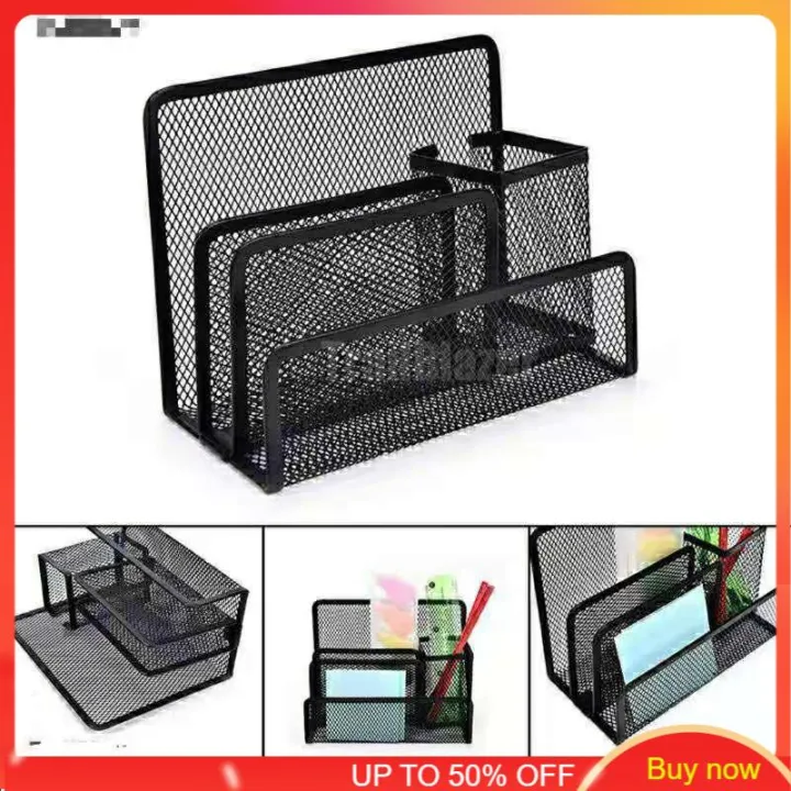 Tbph Black Metal Mesh Office Desk Organizer Set File Tray Pencil ...