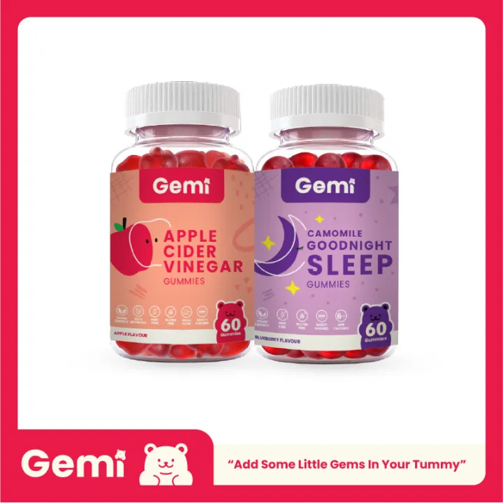 Gemi Apple Cider Vinegar & Goodnight Sleep Gummy (Total of 2 Bottles ...