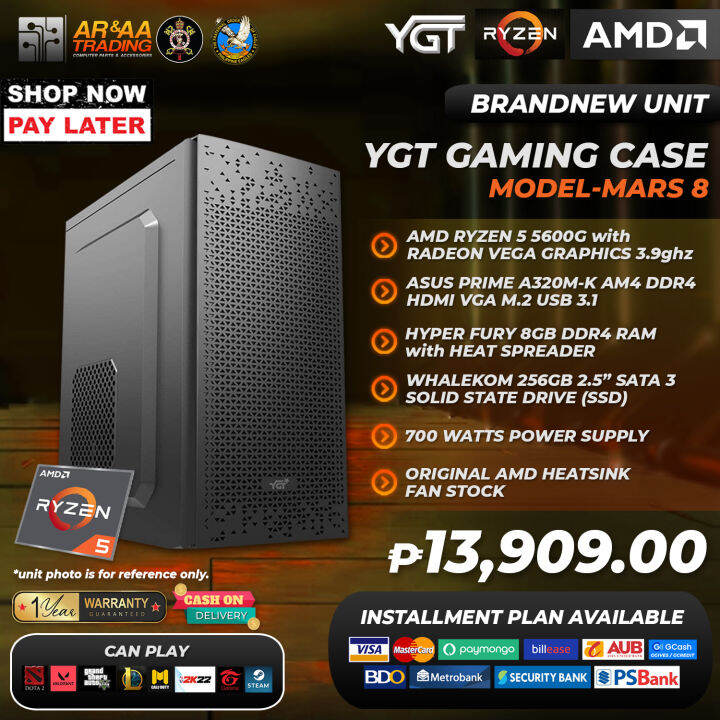 BRANDNEW System Unit CPU YGT MARS 8 Casing-AMD Ryzen 5 5600G 3.9ghz-8gb ...