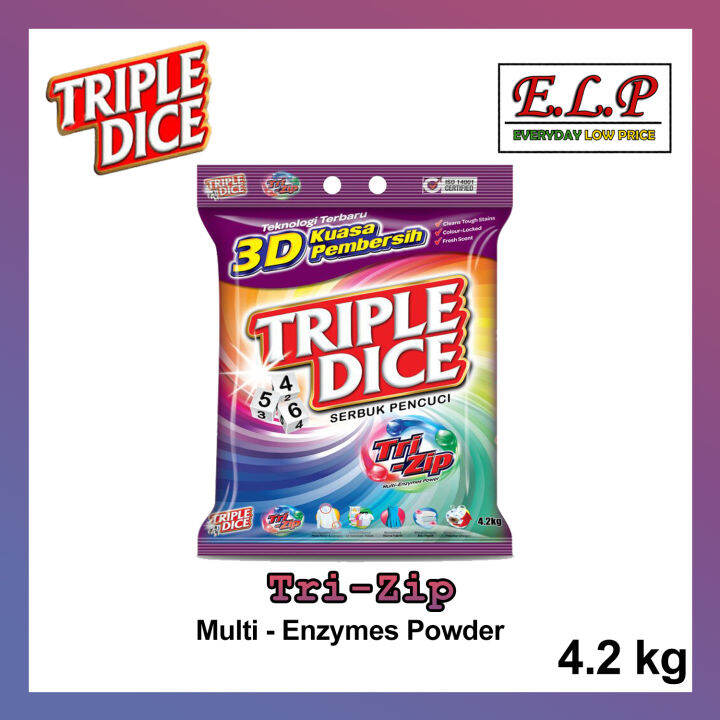 TRIPLE DICE DETERGENT POWDER TRI-ZIP 4.2KG | Lazada