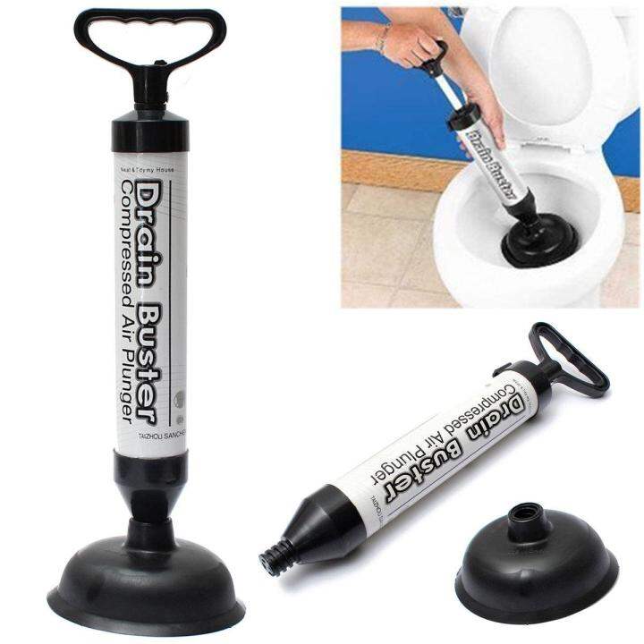 High Pressure Drain Buster Plunger Hand Power Bath Toilet Plug Sink ...