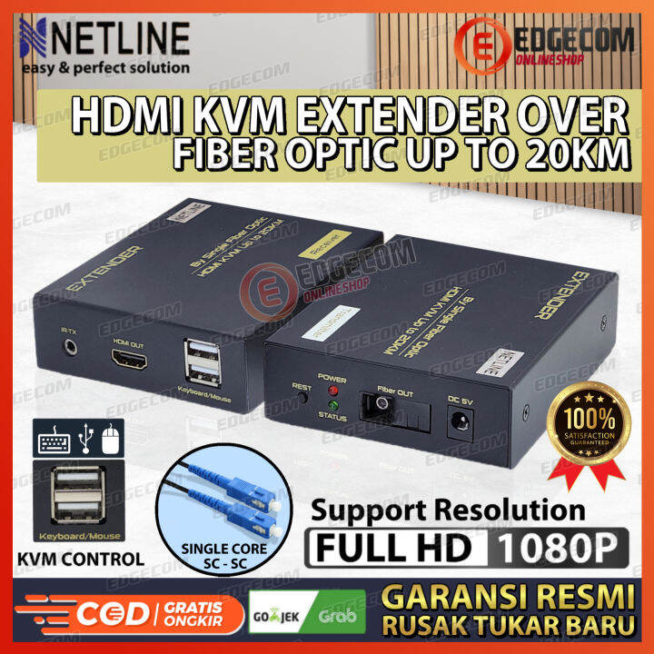 HDMI KVM Extender FO Fiber Optic Single Core Up to 20 KM NETLINE | Lazada Indonesia