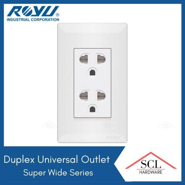 ROYU Super Wide Series Duplex Universal Outlet w/ Ground & Shutter ...