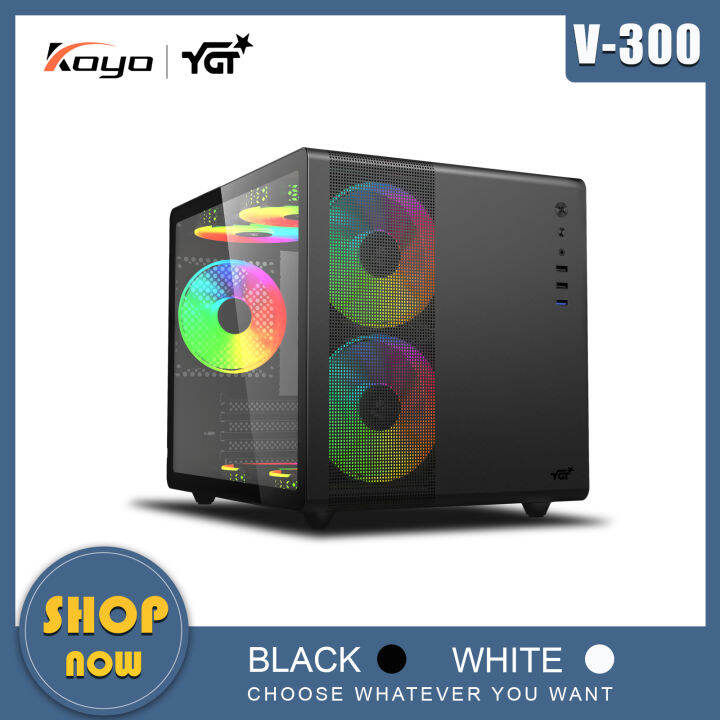 YGT V300 MINI GAMING CASE BLACK WHITE MICRO-ATX/ITX | Lazada PH