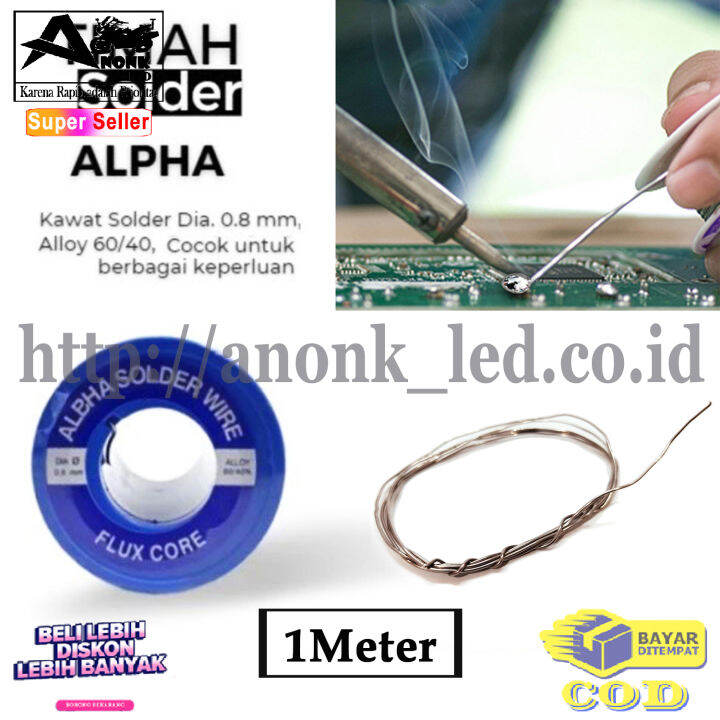 Timah Solder kualitas bagus 1 Meter / Timah Solder 0.8mm Alpha 1Meter ...