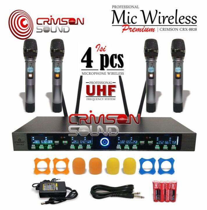 MIC WIRELESS GENGGAM CRIMSON CRX - 8828 FREKUENSI UHF ISI 4 PCS ...