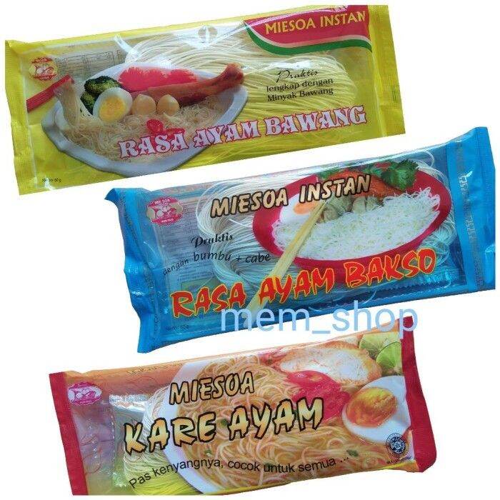Miesoa Misoa Instan Cap Ikan Paus (Paket Isi 12pcs) : Bawang, Bakso ...