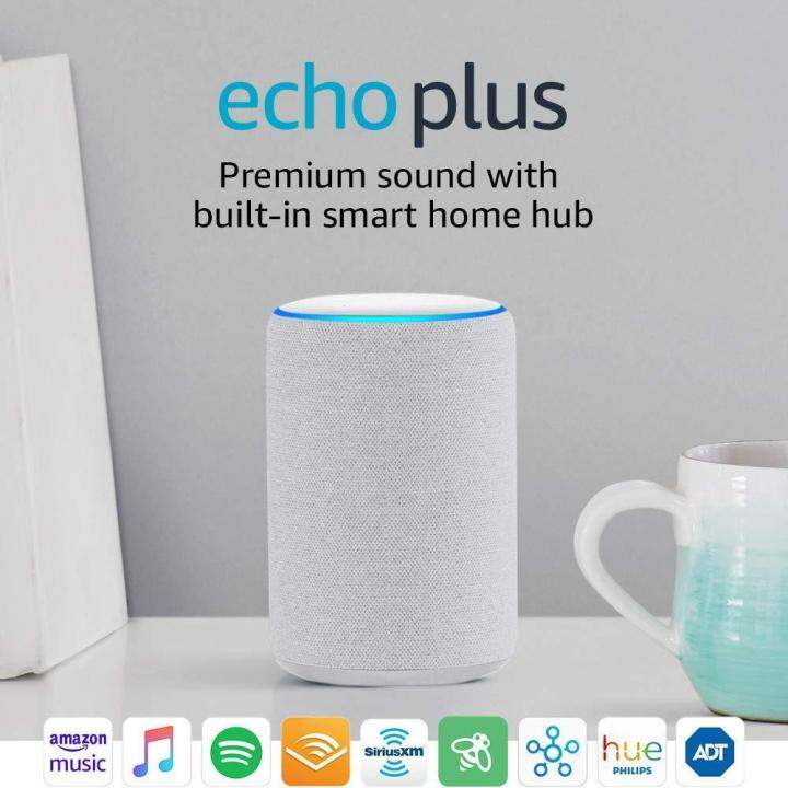 Amazon Echo Plus (2nd Generation, Sandstone) ลำโพงอัจฉริยะเล่นเพลงตามคำสั่งเสียง ควบคุมอุปกรณ์ ...