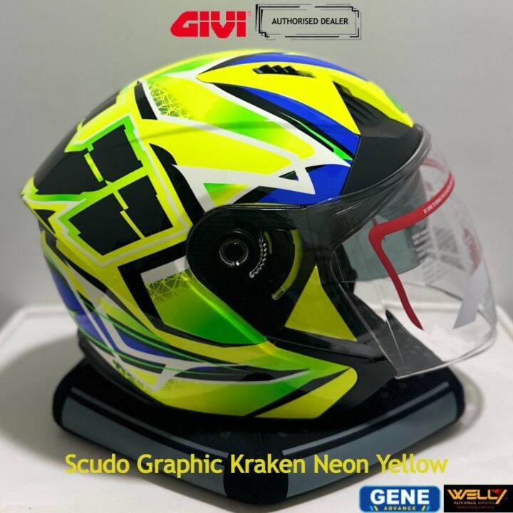 GIVI M35.0 Scudo Graphic Kraken Neon Yellow Helmet 100% Original From ...