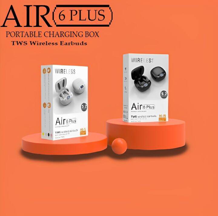 Air 6 Plus TWS Wireless Earbuds Hi - Fi Surround Sound With Portable ...