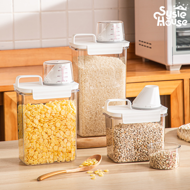 Sysie House ถังเก็บอาหารแห้ง พร้อมถ้วยตวง กล่องใส่ข้าวสาร กล่องใส่ ...