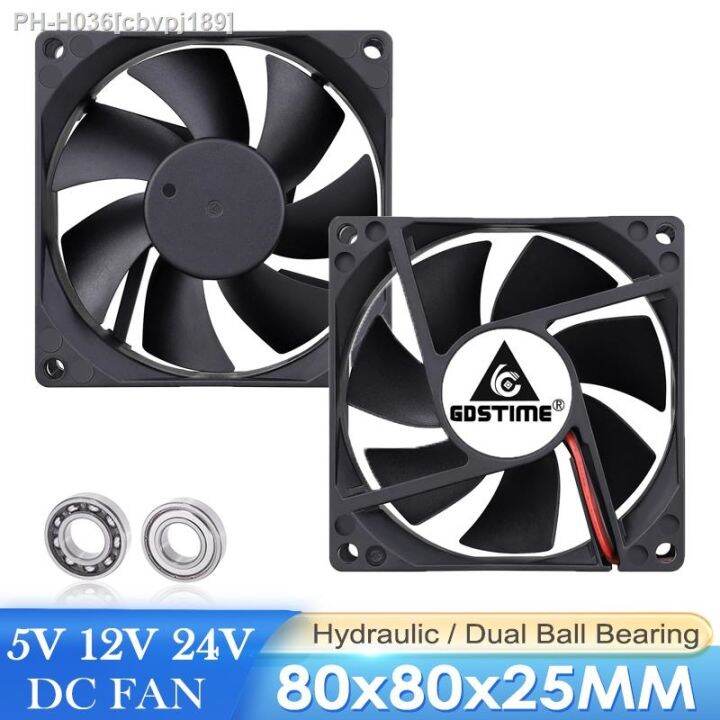 ☑ Gdstime DC 5V 12V 24V 48V 8cm 80mm Brushless Computer Case PC CPU Cooling Fan 8025 Axial ...