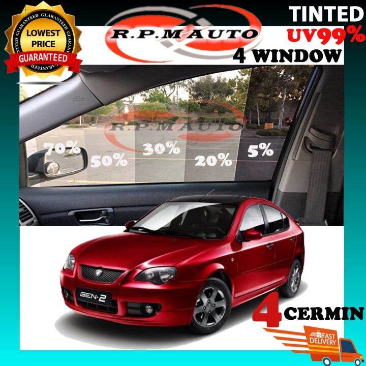 Proton Gen2 UV99% Black hitam Tinted 4Door 4Tingkap Siap Potong tinted kereta gen2 tinted gen 2 ...