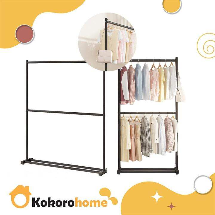 KOKORO Single / Double Pole Clothes Hanging Rack Cloth Hanger Cloth ...
