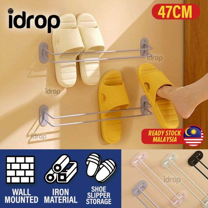 [Idrop] Wall Mounted Iron Shoe and Slipper Storage Rack / Rak ...