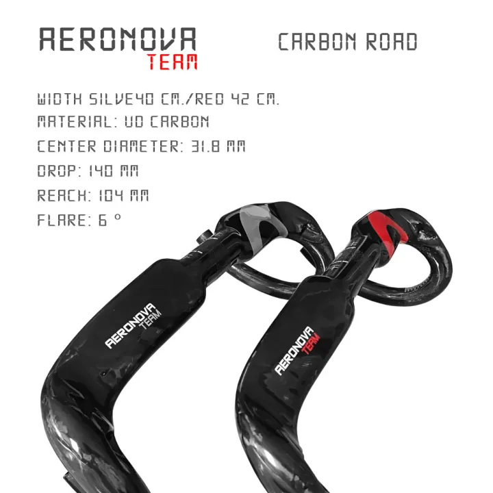 แฮนด์คาร์บอนจักรยานเสือหมอบ Aeronova Team Ø 31.8 mm. width 40/42 cm ...