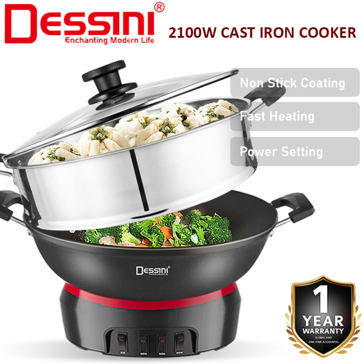 DESSINI ITALY Electric Cooker Steamboat Hot Pot Non Stick Frying Wok ...
